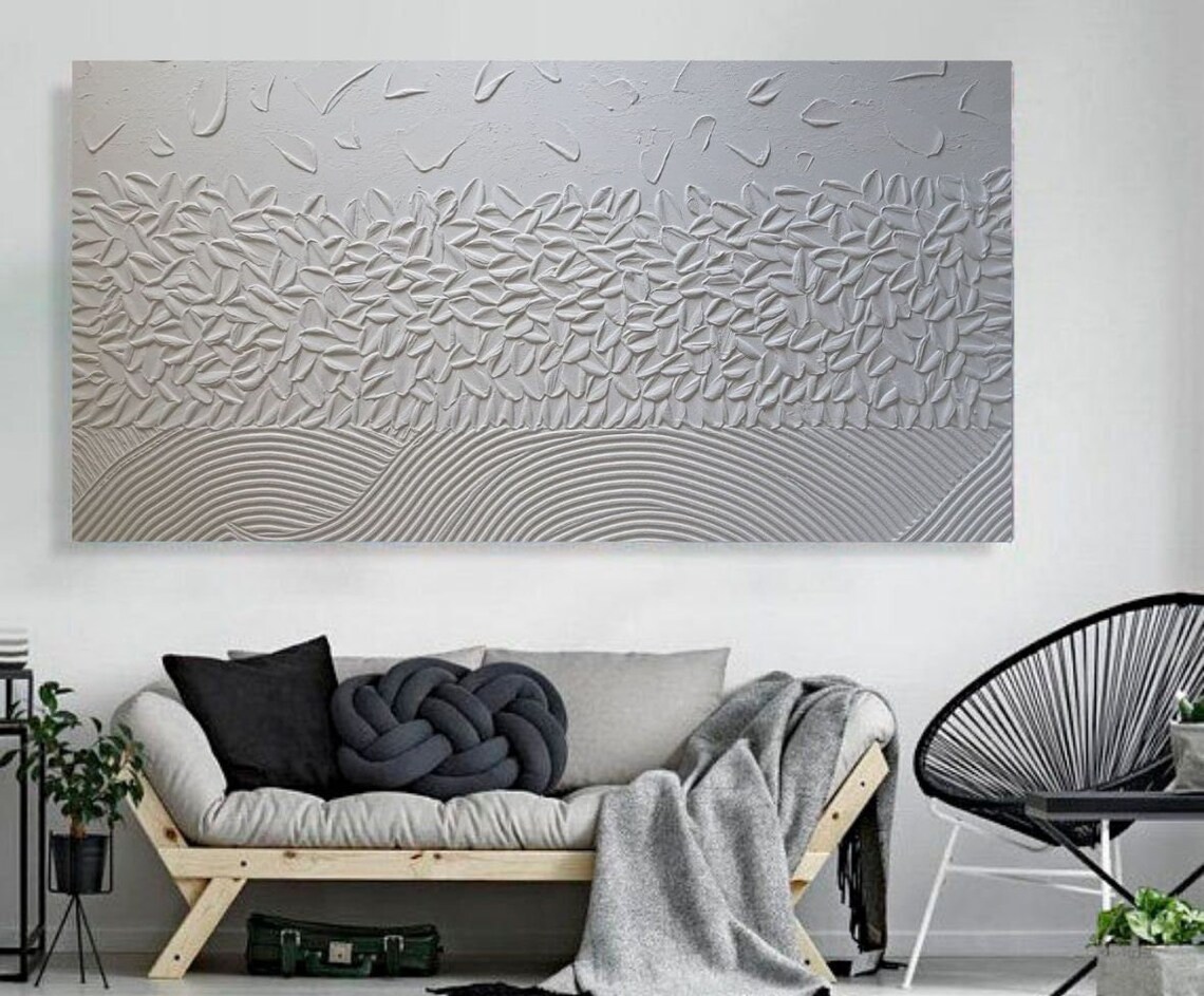 White Rich Texture Painting Oversize Wall Art Rich Texture | Etsy