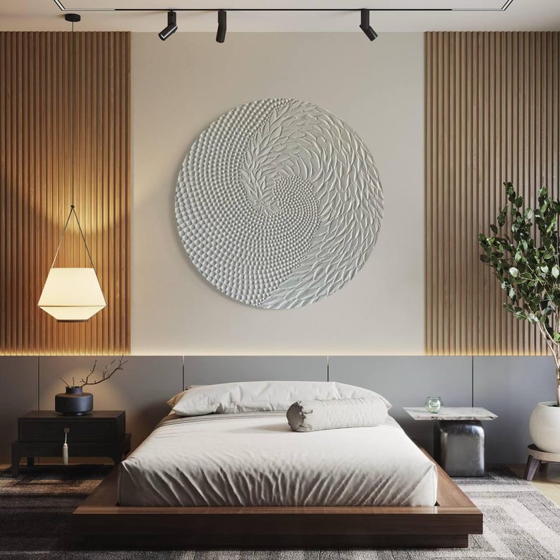 Large Circular Textured Wall Art, Handmade Minimalist Abstract Canvas ...