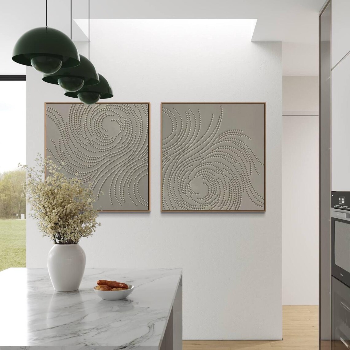 Extra Large 3D Dots Texture Wall Art: Set of 2 Abstract Plaster ...