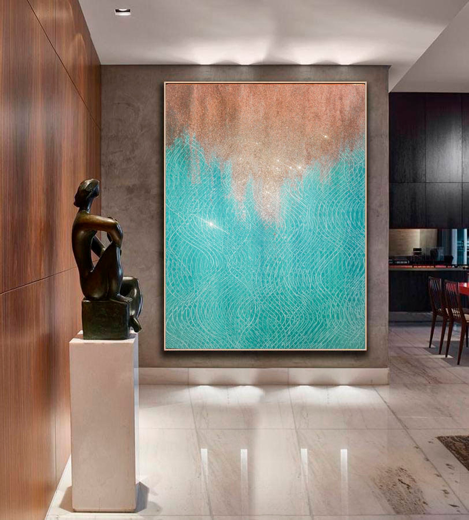 Large Shiny Painting Gold Glitter Sparkly Painting Living Room - Etsy