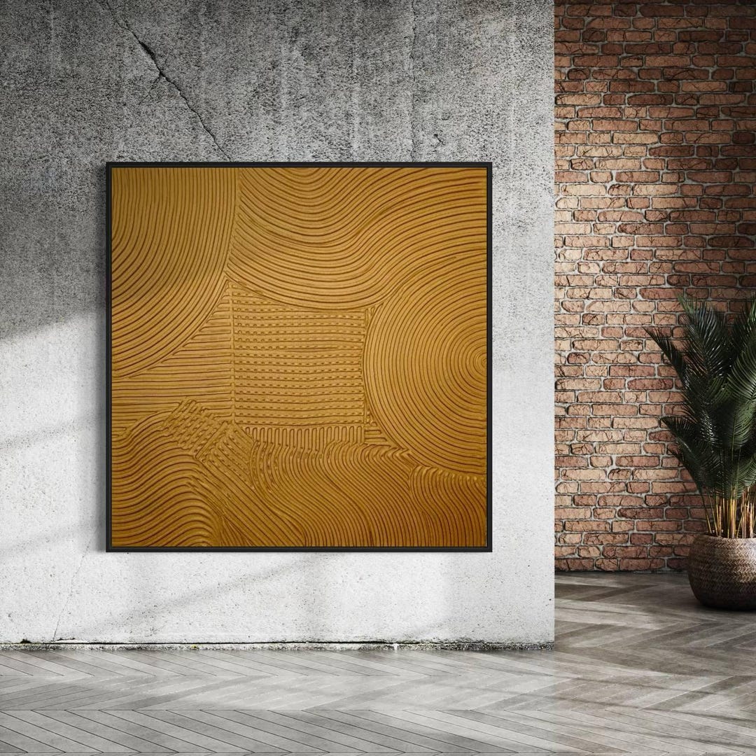 Large Painting Gold Rich Texture Oversize Abstract Wall Art Hallway ...
