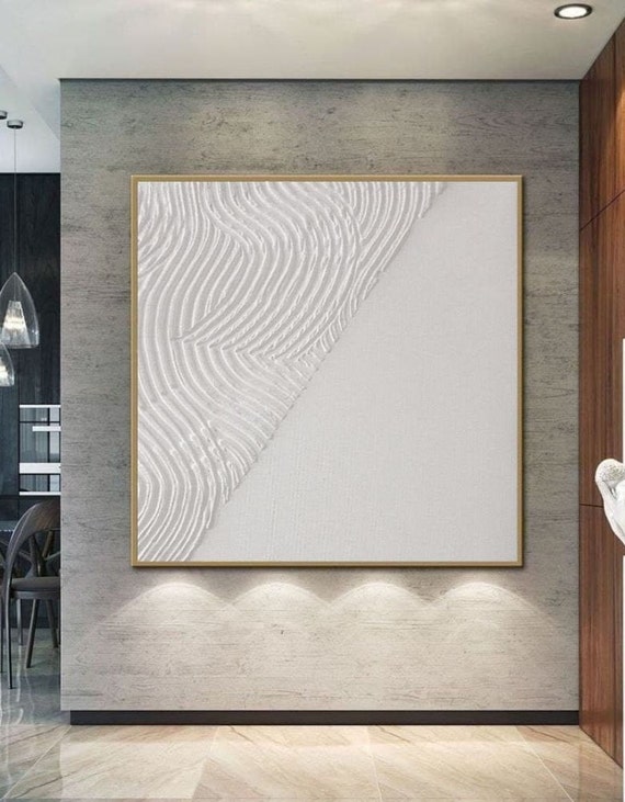 Rich White Texture Large Painting Oversize Monochrome | Etsy
