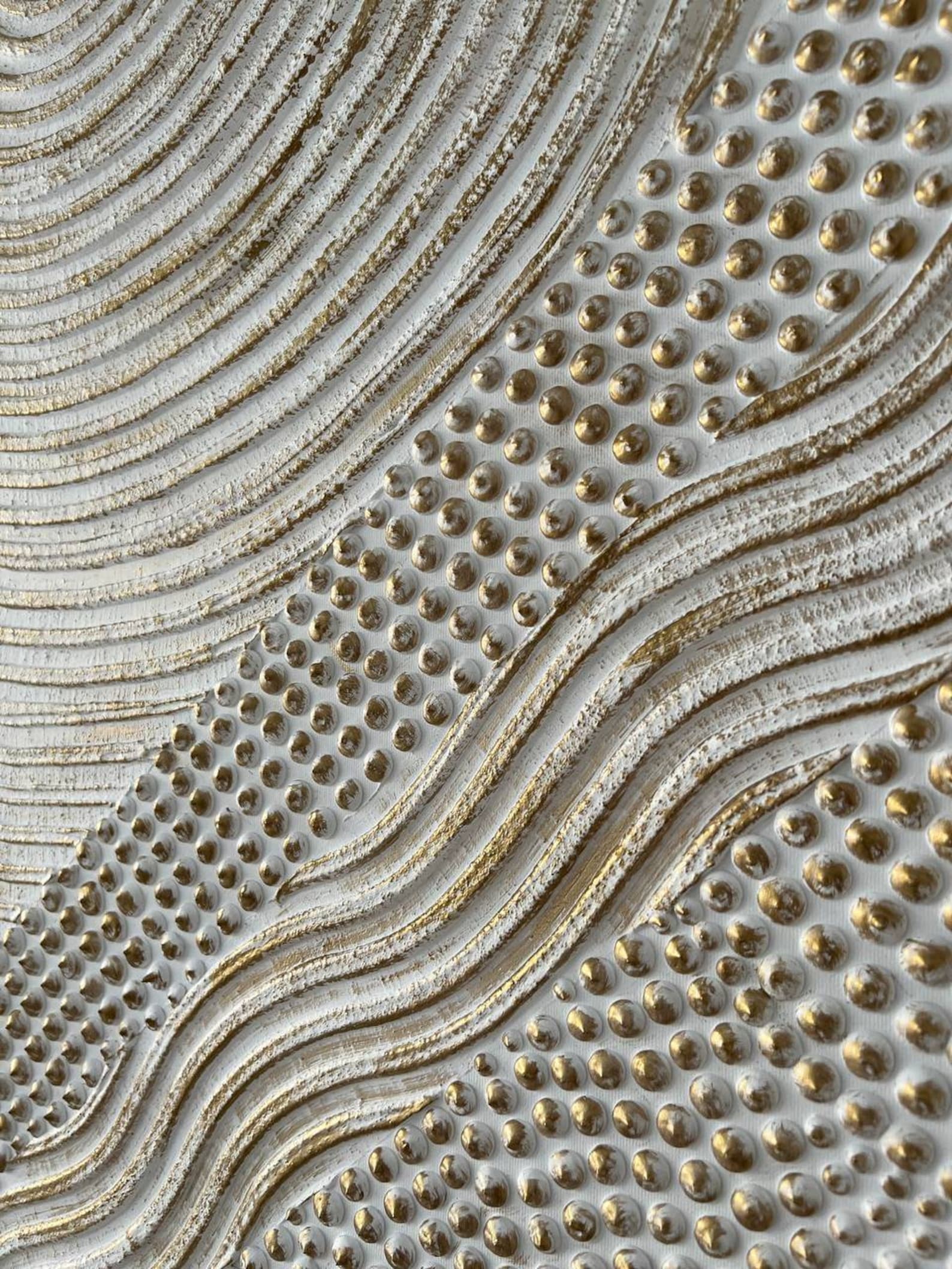 Extra Large Textured Abstract Wall Art White Bronze 3D Dot Plaster ...