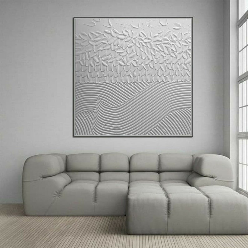 White Rich Texture Extra Large Original Art Canvas Abstract | Etsy