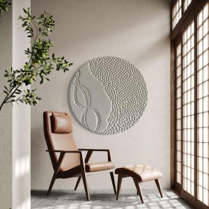 Extra Large Circle Abstract Painting: 3D Dots Texture, Monochrome Wall ...