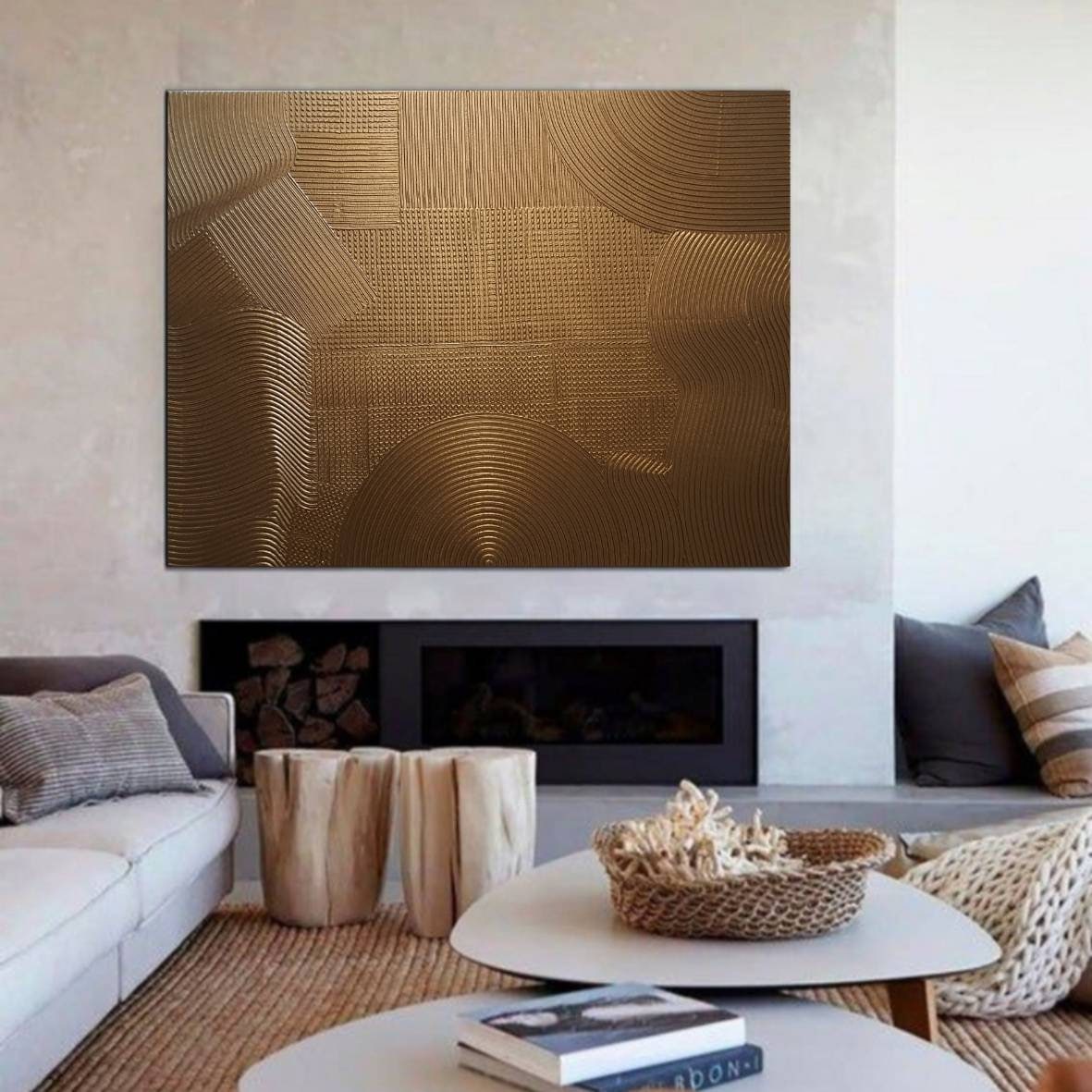 Large Painting Bronze Abstract Rich Metallic Texture - Etsy