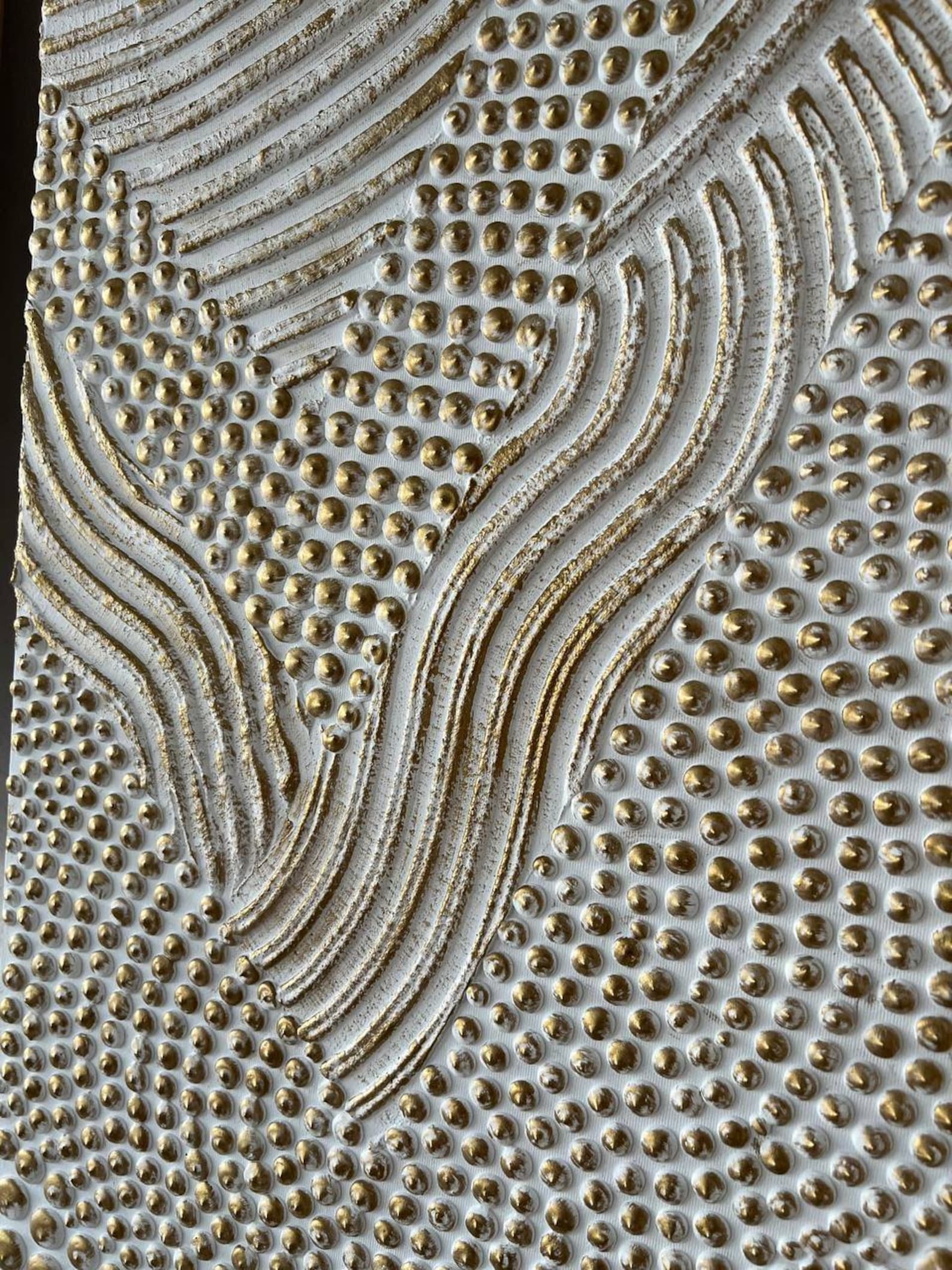 Extra Large Textured Abstract Wall Art White Bronze 3D Dot Plaster ...