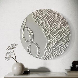 Extra Large Circle Abstract Painting: 3D Dots Texture, Monochrome Wall ...