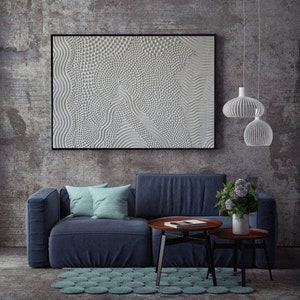 White Rich Texture Painting, Oversize Wall Art Rich Texture Monochrome ...