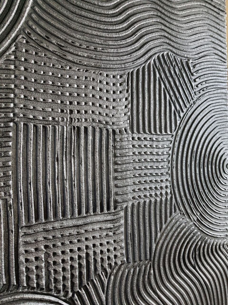 Large Painting Silver Vintage Oversize Texture Metallic - Etsy