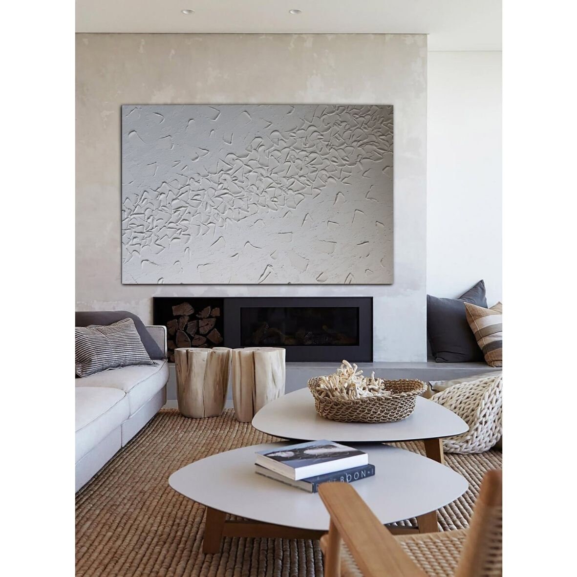 White Rich Texture Painting Oversize Wall Art Rich Texture - Etsy