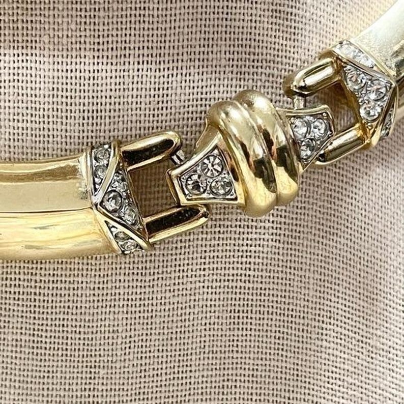 Vintage Nina Ricci Chucky Gold With Crystal Collar Necklace - Etsy