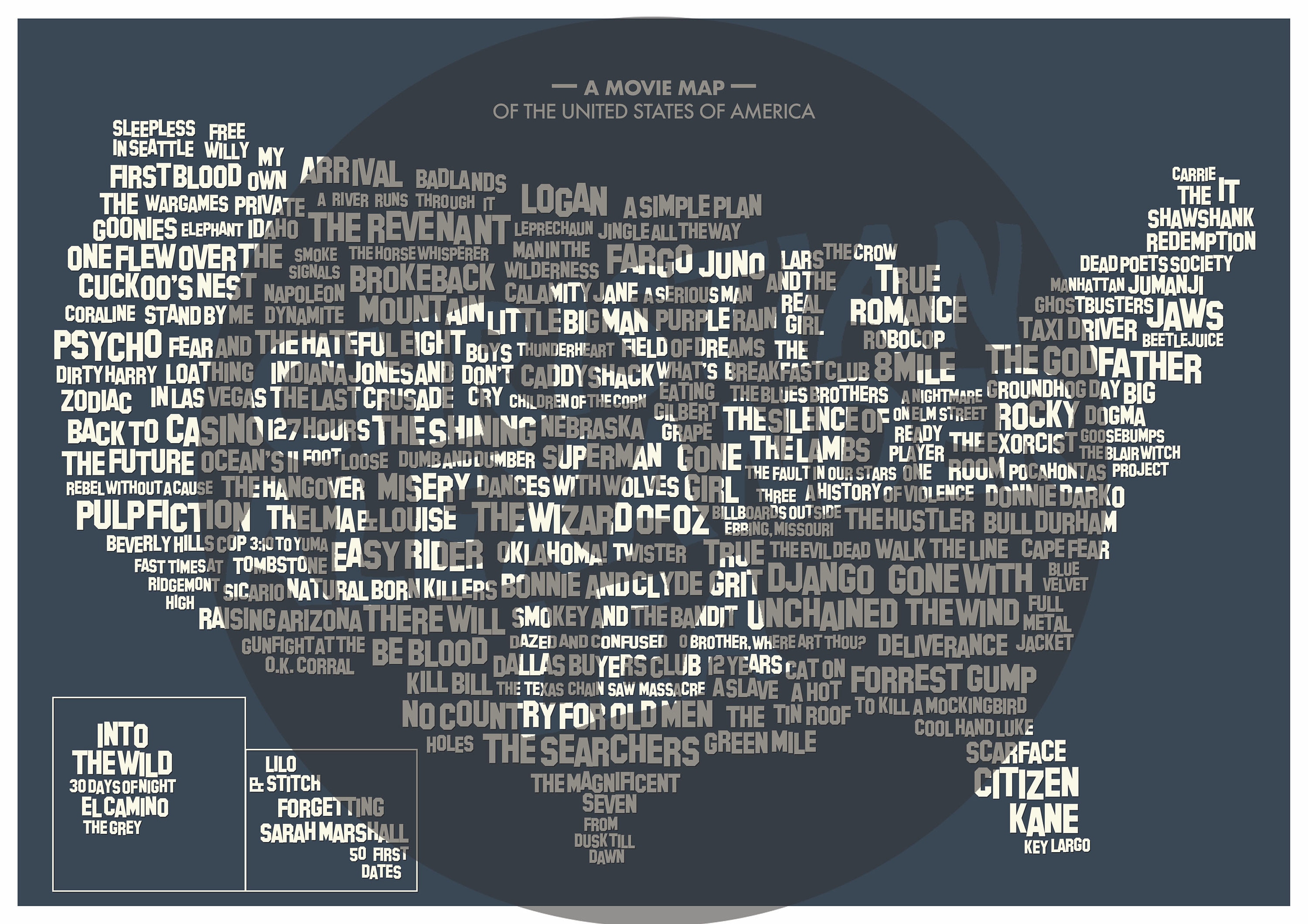 Movie Map of America Hollywood Films Set Across the United - Etsy
