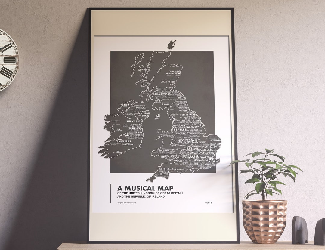 Discover the Best British Music With Our Cool Britannia Map Now in Grey ...