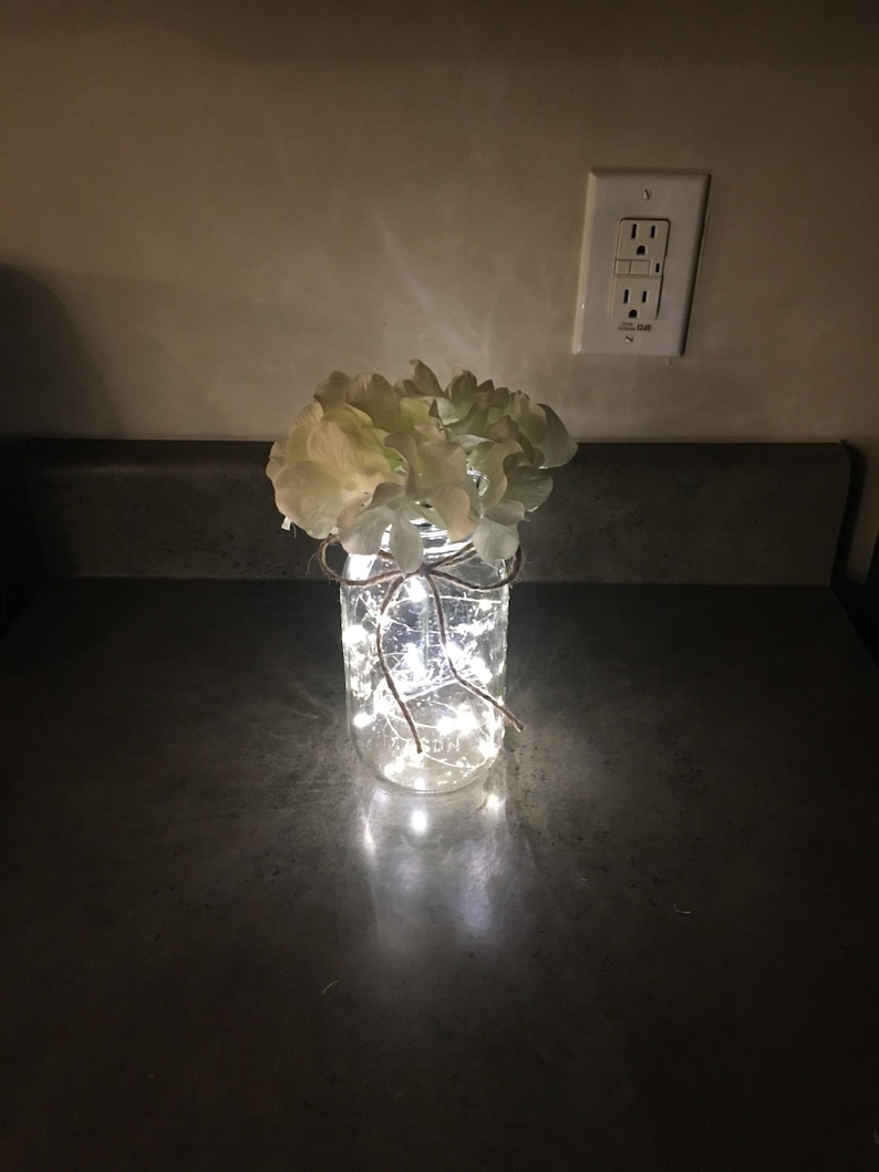 Fairy Light Mason Jar: Rustic Floral Table Centerpiece, Graduation ...