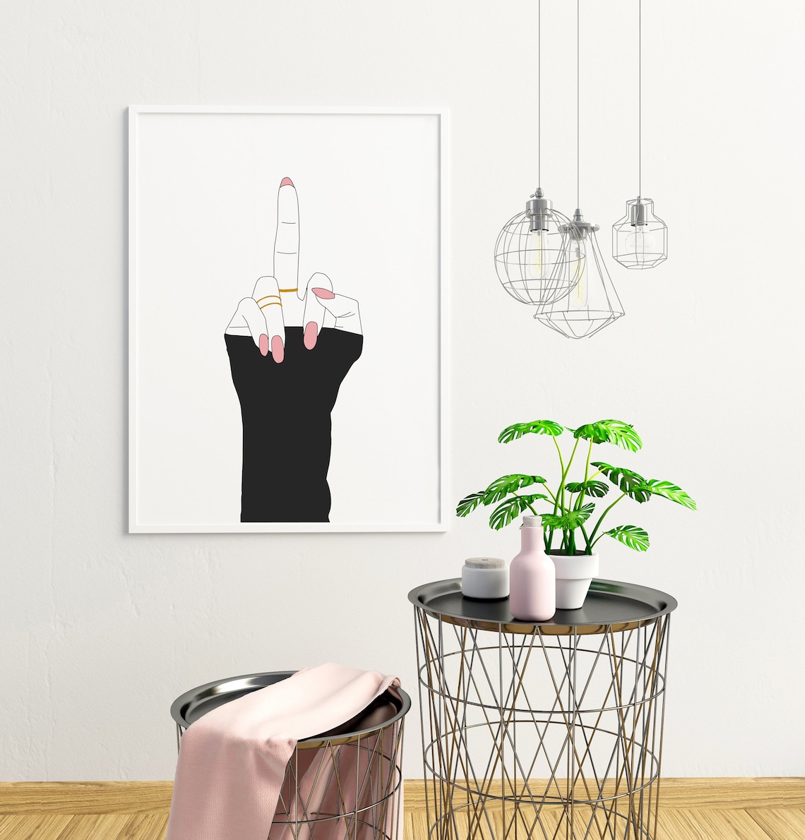 Middle Finger Print Wall Art Printable Digital Download | Etsy UK