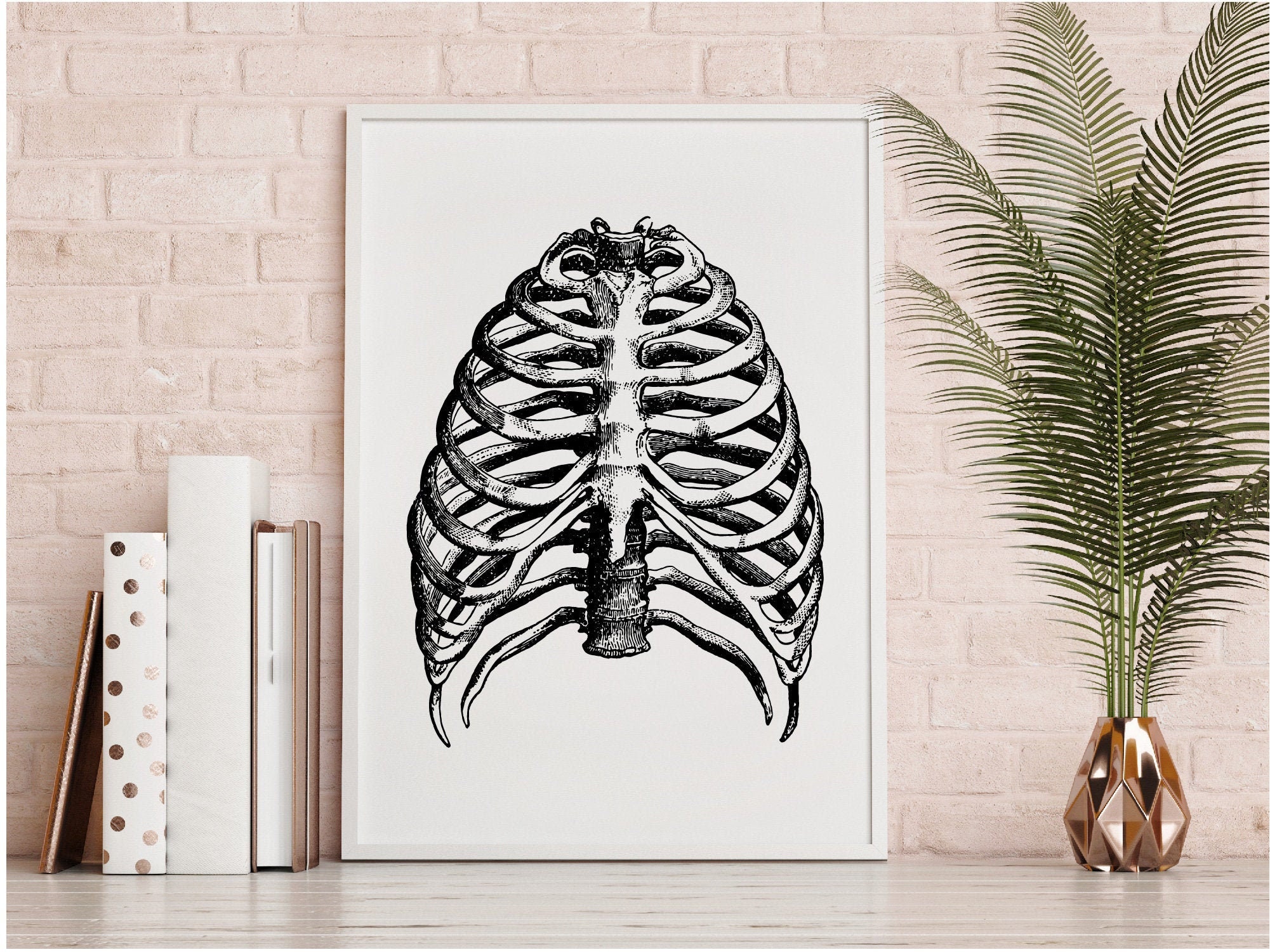 Rib Cage Illustration Print Black and White Wall Art - Etsy