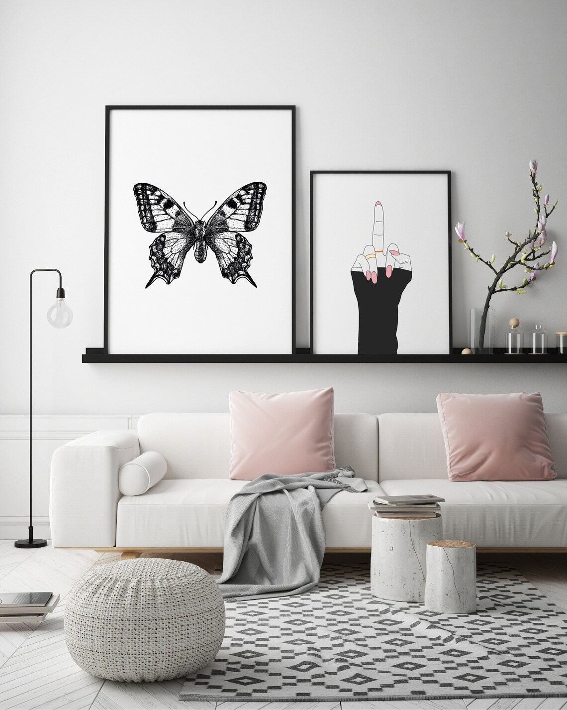 Middle Finger Print Wall Art Printable Digital Download | Etsy