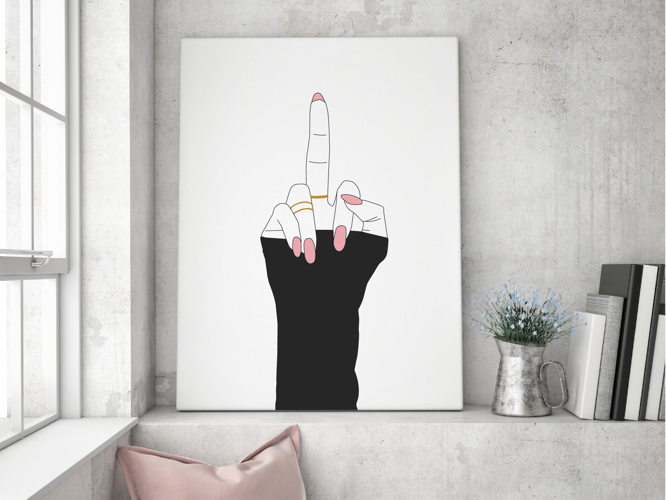 Middle Finger Print Wall Art Printable Digital Download | Etsy UK