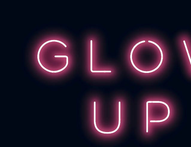 Glow Up, Neon Sign Print, Wall Art, Printable, Digital Download, Modern ...