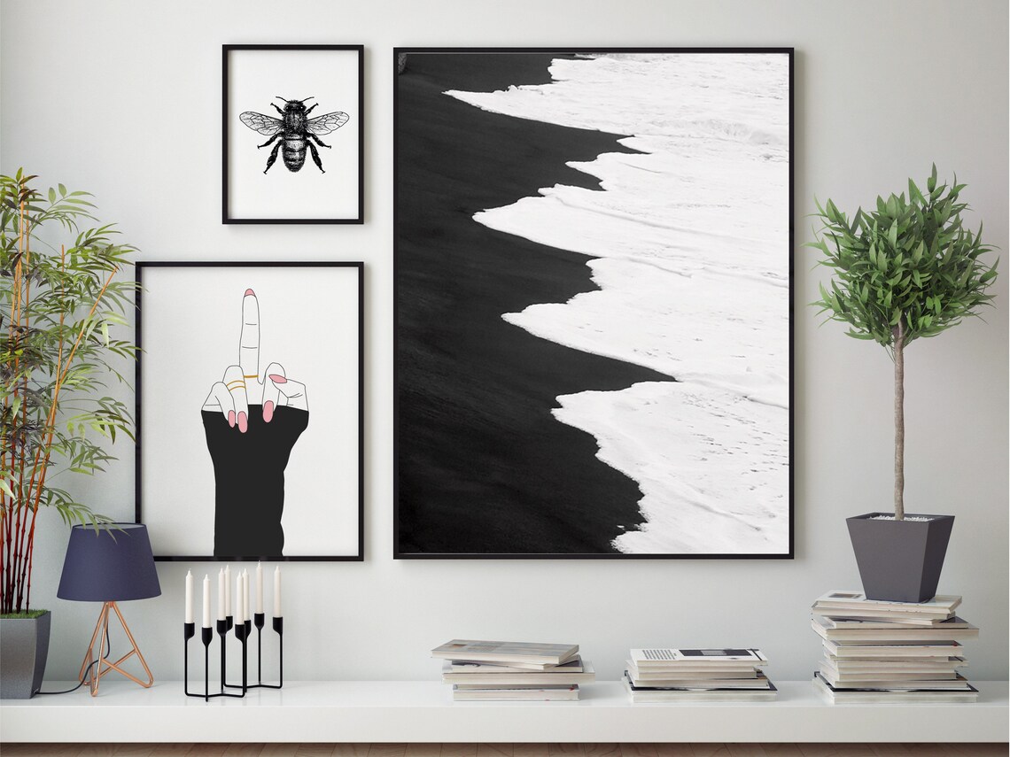 Middle Finger Print Wall Art Printable Digital Download | Etsy