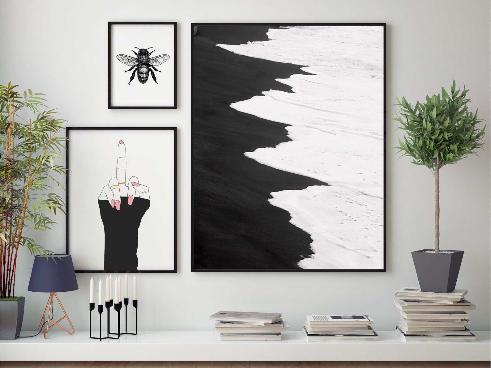 Middle Finger Print Wall Art Printable Digital Download | Etsy UK