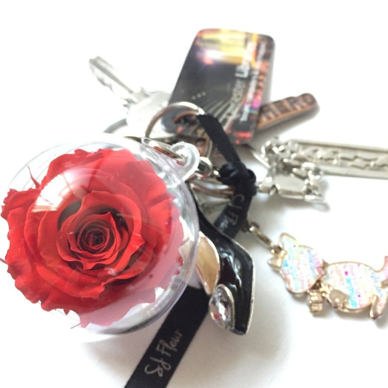 Timeless Rose Keychain - Red - Etsy