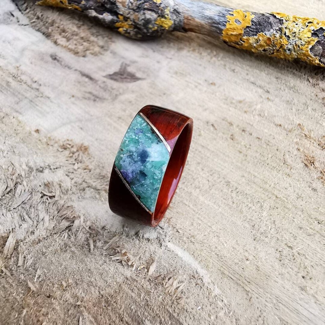 Fluorite Wooden Band, Custom Wooden Jewelry, Custom Wooden Ring, Signet ...