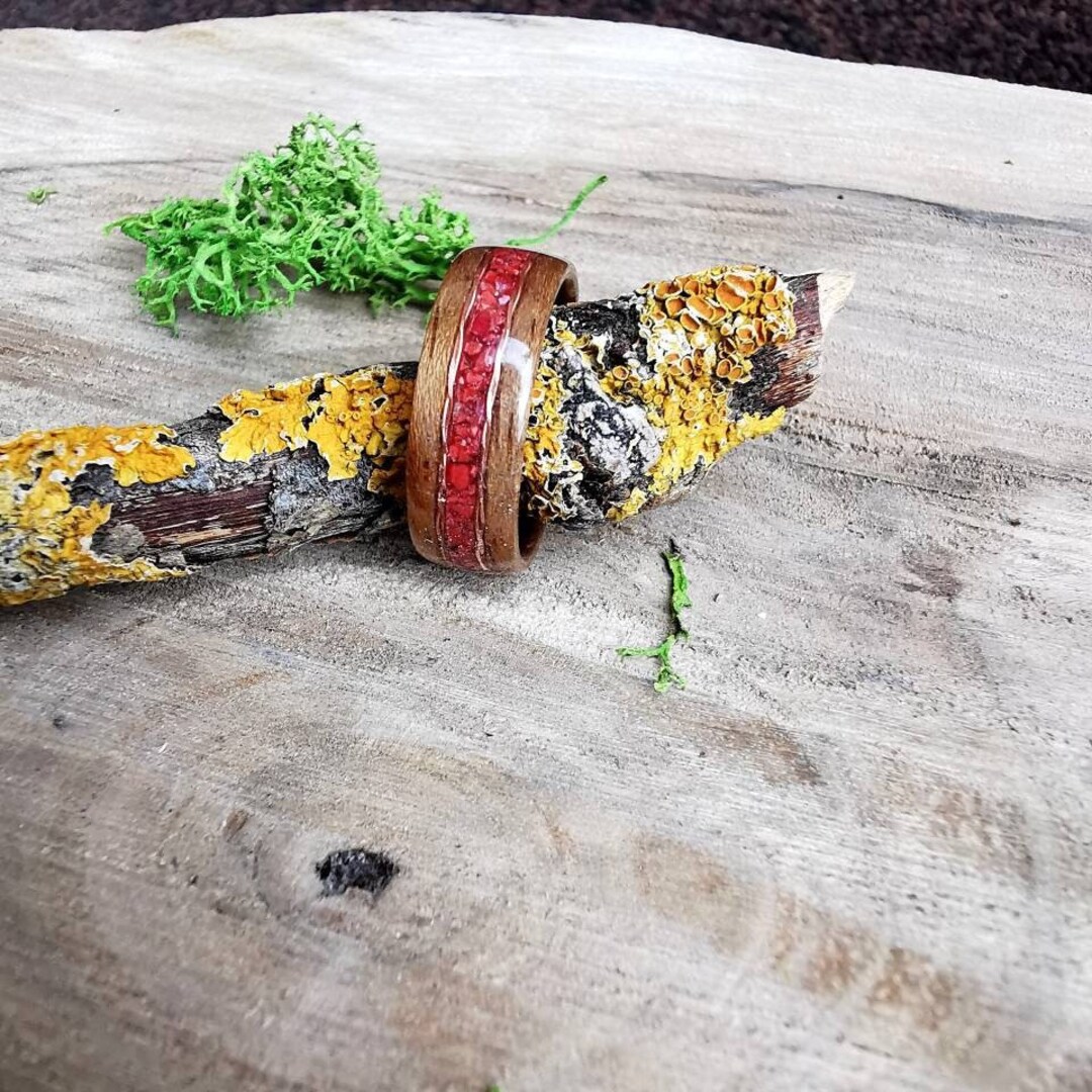 Personalized Wood Band, Jasper Ring, Custom Wooden Ring, Minimalism ...