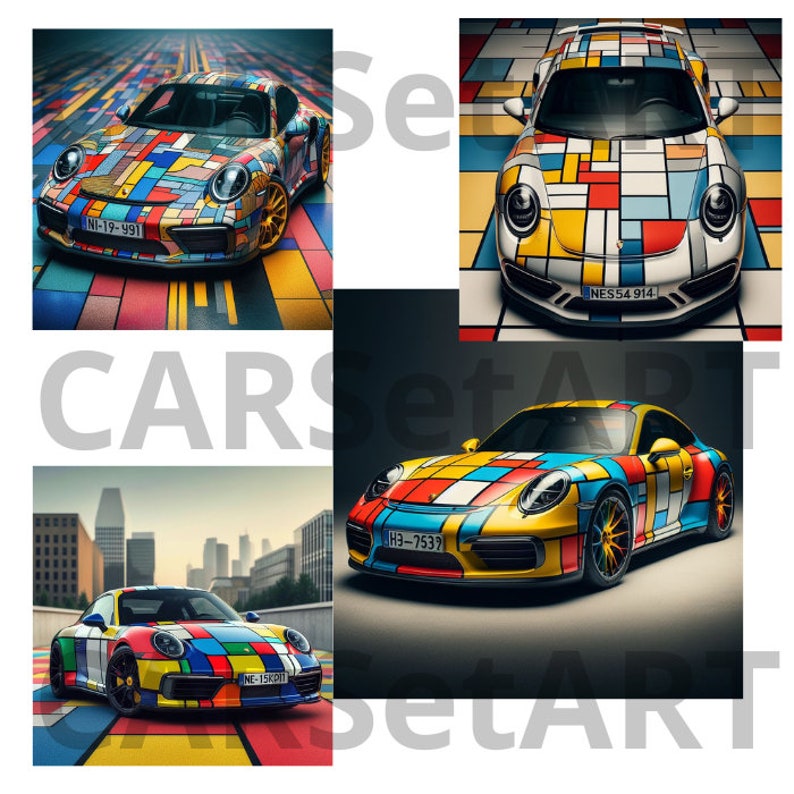 Pack 4 Pngs Porsche 911 Collection: Fusion of Art and Design, Mondrian ...