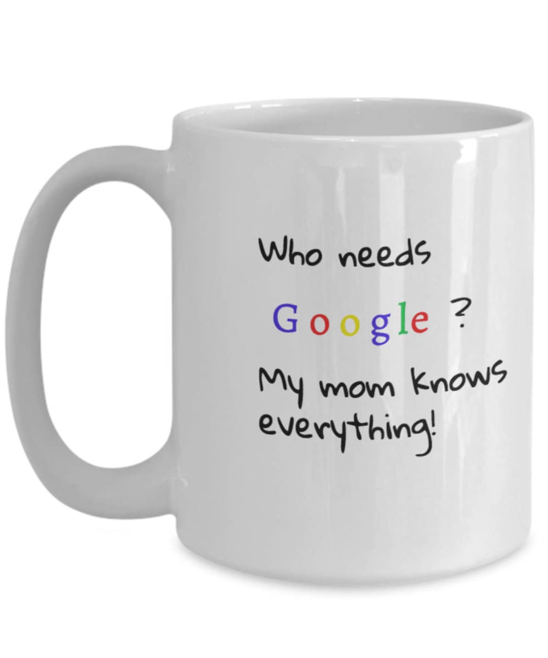 Who Needs Google My Mom Knows Everything Funny Coffee Mug Gifts for Mom ...