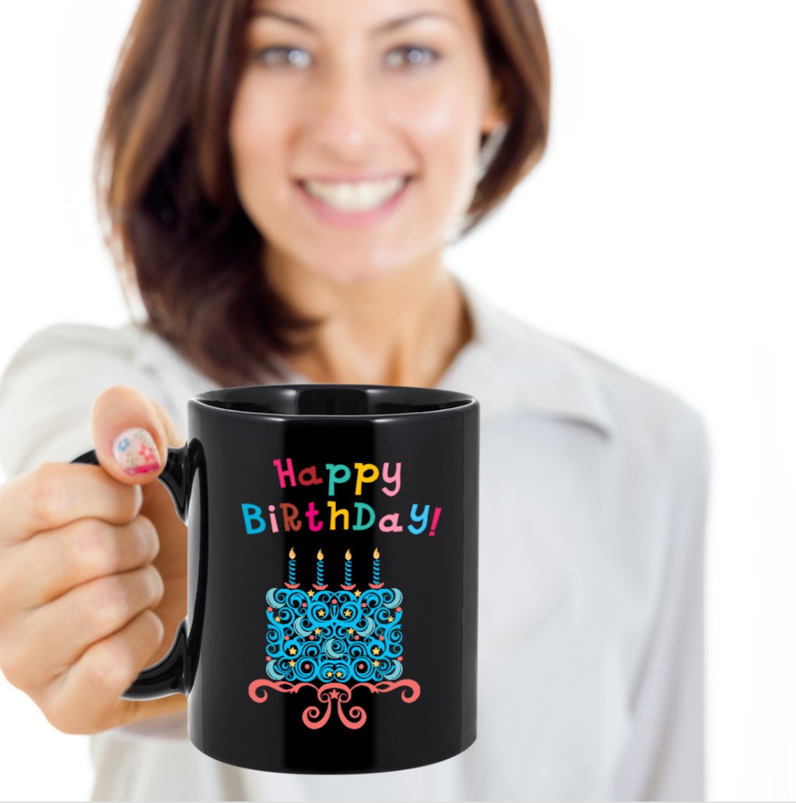 Happy Birthday Coffee Mug Colorful T Mug Birthday Cake And Etsy