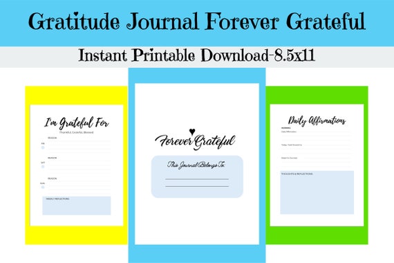 GRATITUDE JOURNAL Forever Grateful: Instant Printable | Etsy