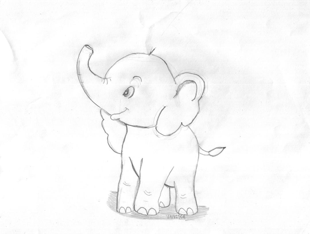 Baby Elephant Drawing Digital Download - Etsy Australia