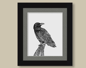 Pen Ink Raven Art - Etsy