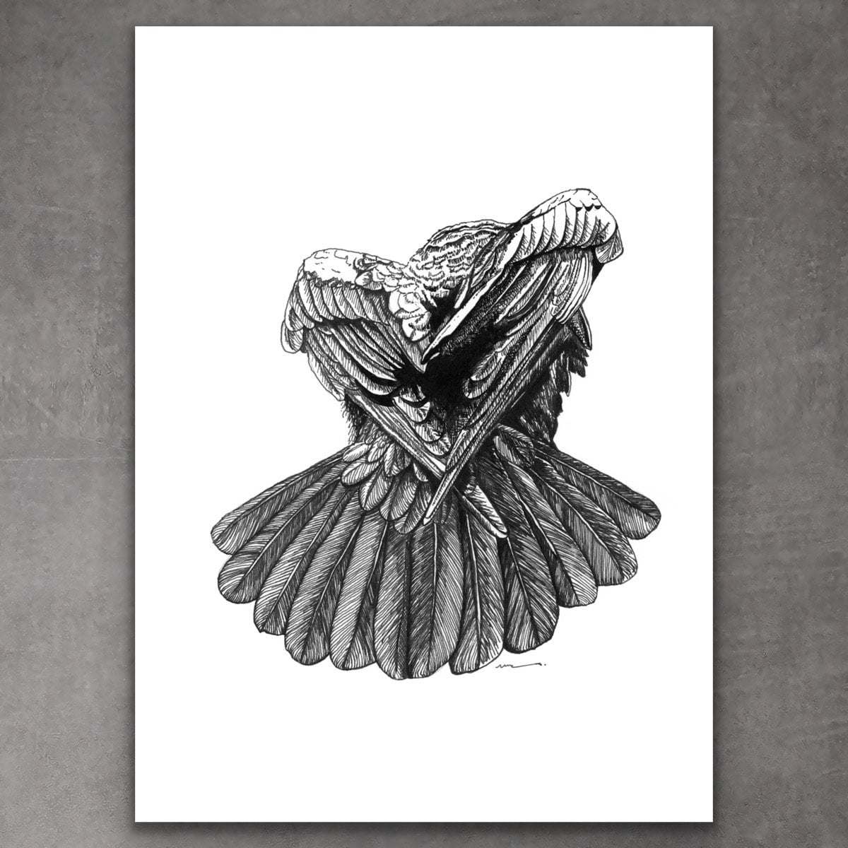 Pirouette PRINT Kunst Pen Inkt Tekening Raaf Natuur Vogels Kraai ...