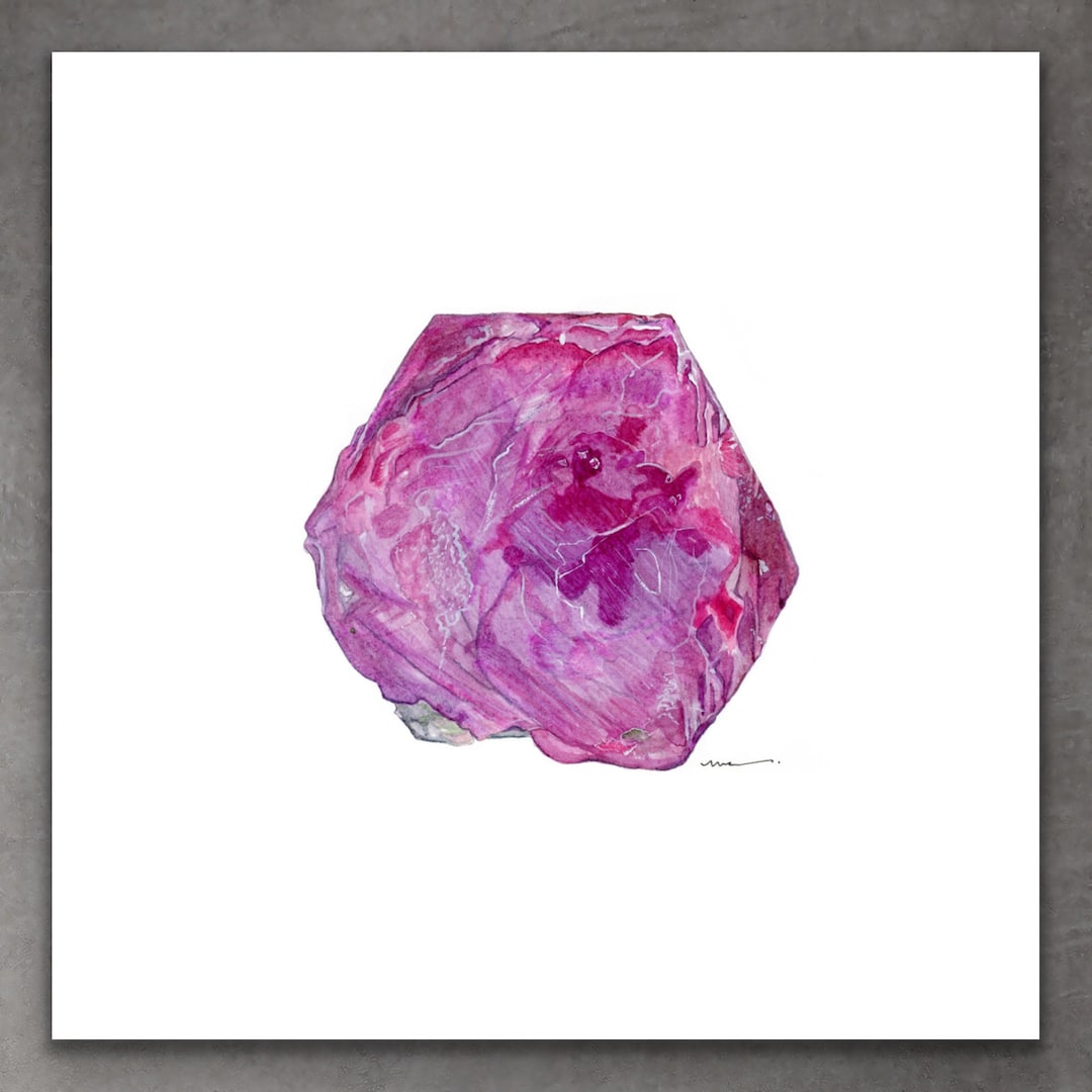 Raw Ruby Aquarelle PRINT Art Gemstone Birthstone Cadeau Zen Méditation ...