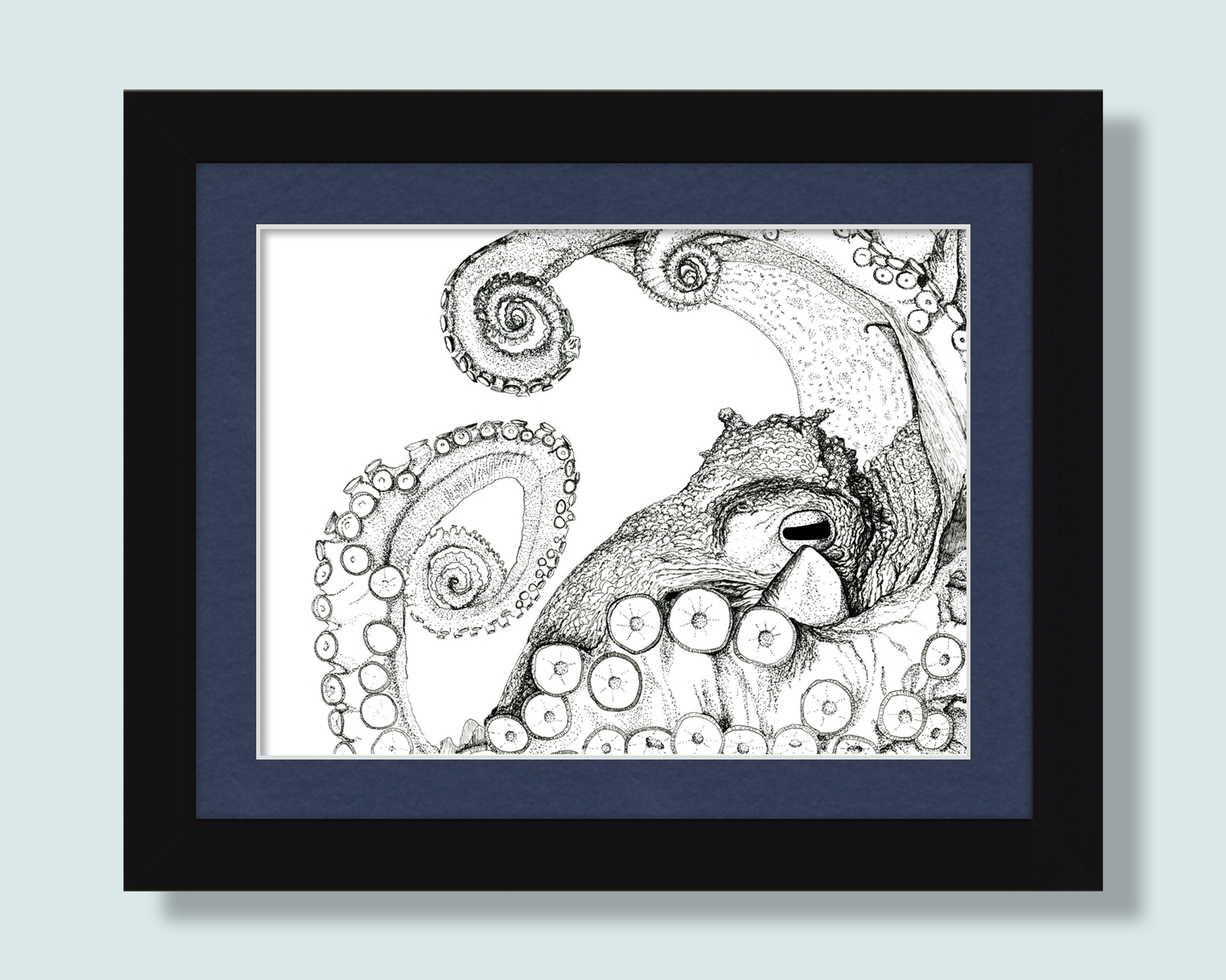 Octopus PRINT Art Pen and Ink Drawing Nature Ocean Marine - Etsy