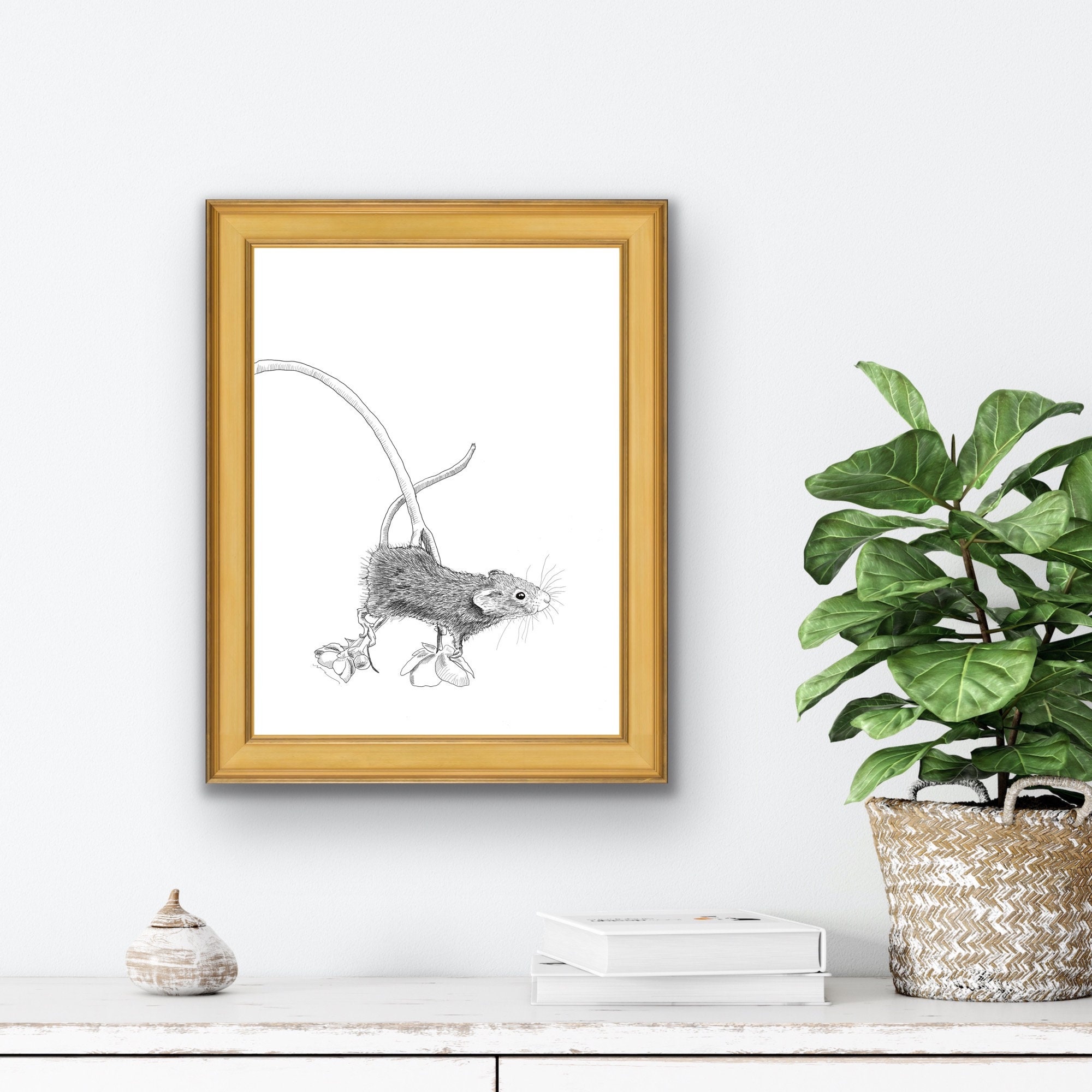 Field Mouse PRINT Art Pen Ink Drawing Nature Wildlife Artwork ...