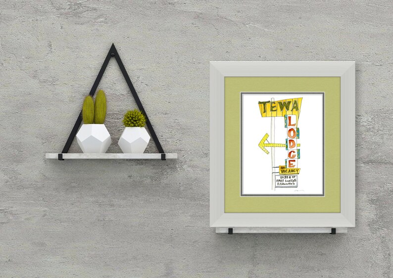 Tewa Lodge Art Watercolor PRINT Pen and Ink Drawing Retro Nostalgia ...