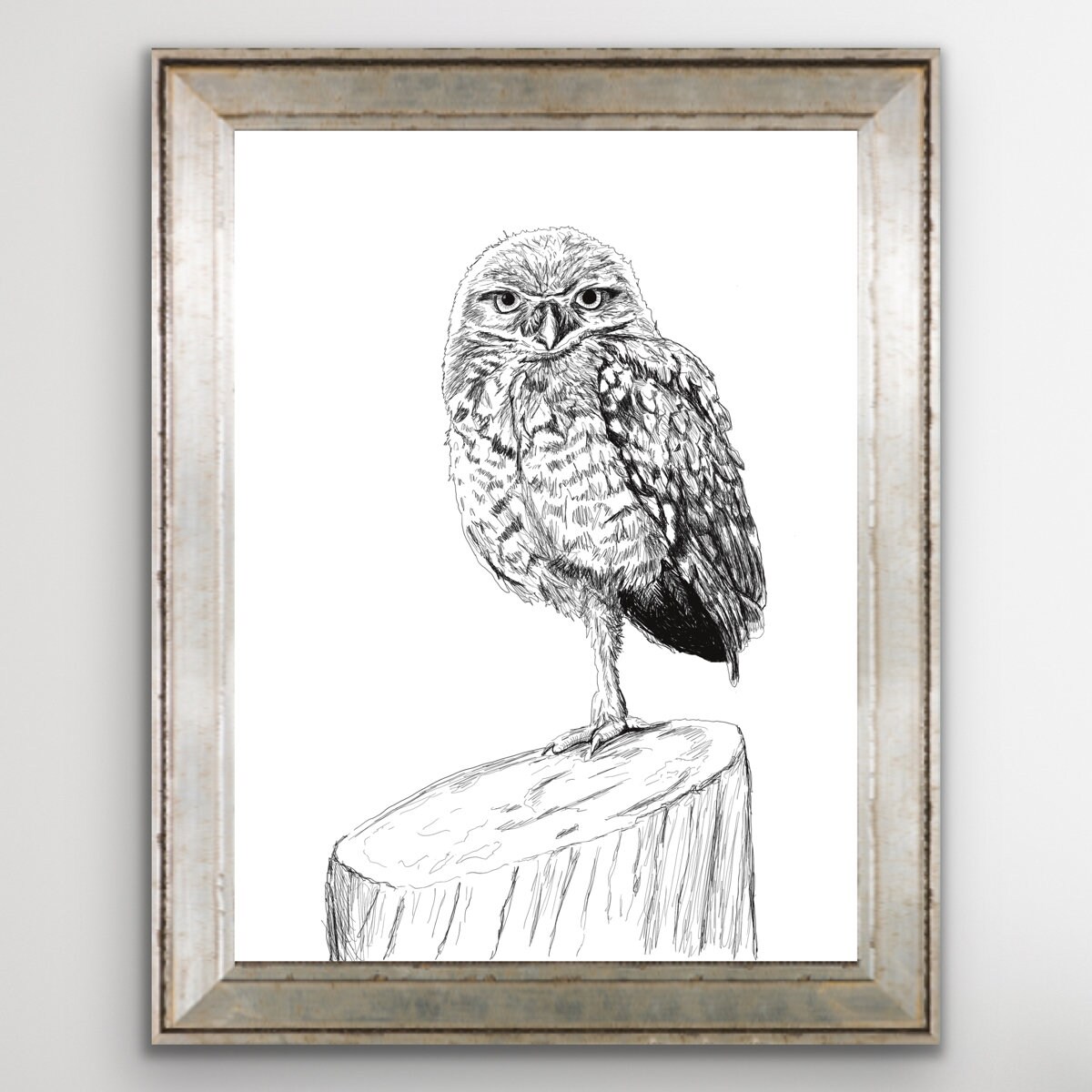 Owl PRINT Art Pen Ink Drawing Birding Nature Wildlife Artwork - Etsy