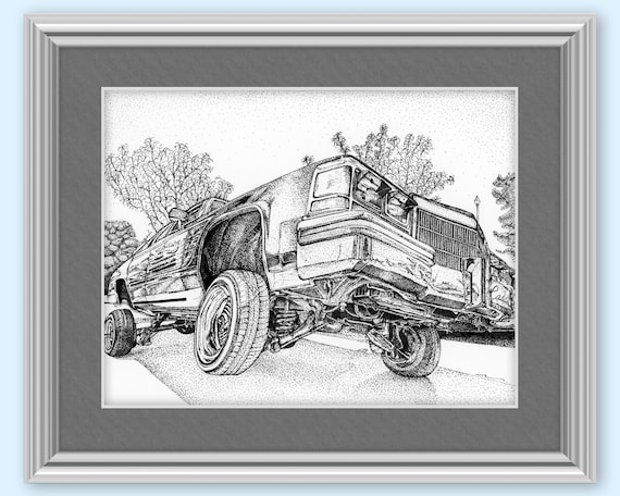 505 Lowrider Pen Ink Drawing PRINT Artwork Contemporary Wall | Etsy ...