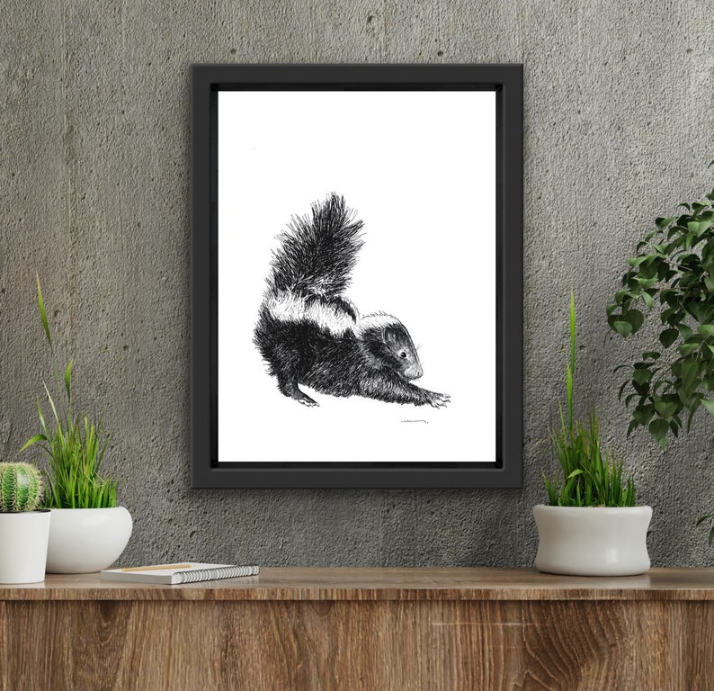 Downward Facing Skunk PRINT Pen Ink Drawing Nature Wildlife Artwork ...