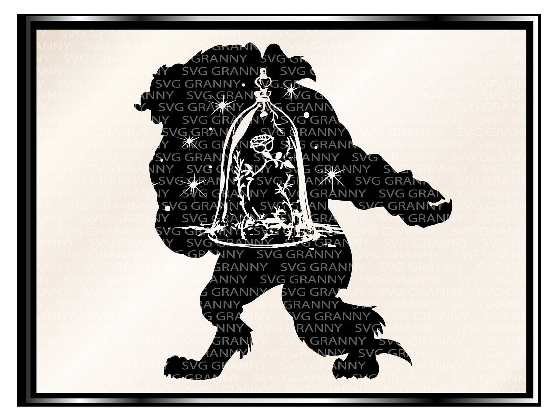 Disney Beauty And The Beast Silhouette Rose