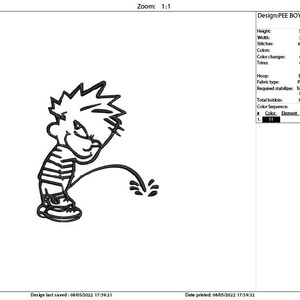 Machine Embroidery Files, Pee Boy Embroidery Files Design, Embroidery ...