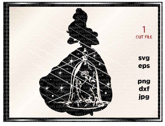 Belle Beauty and the Beast Rose Svg Png Layered Cut | Etsy UK