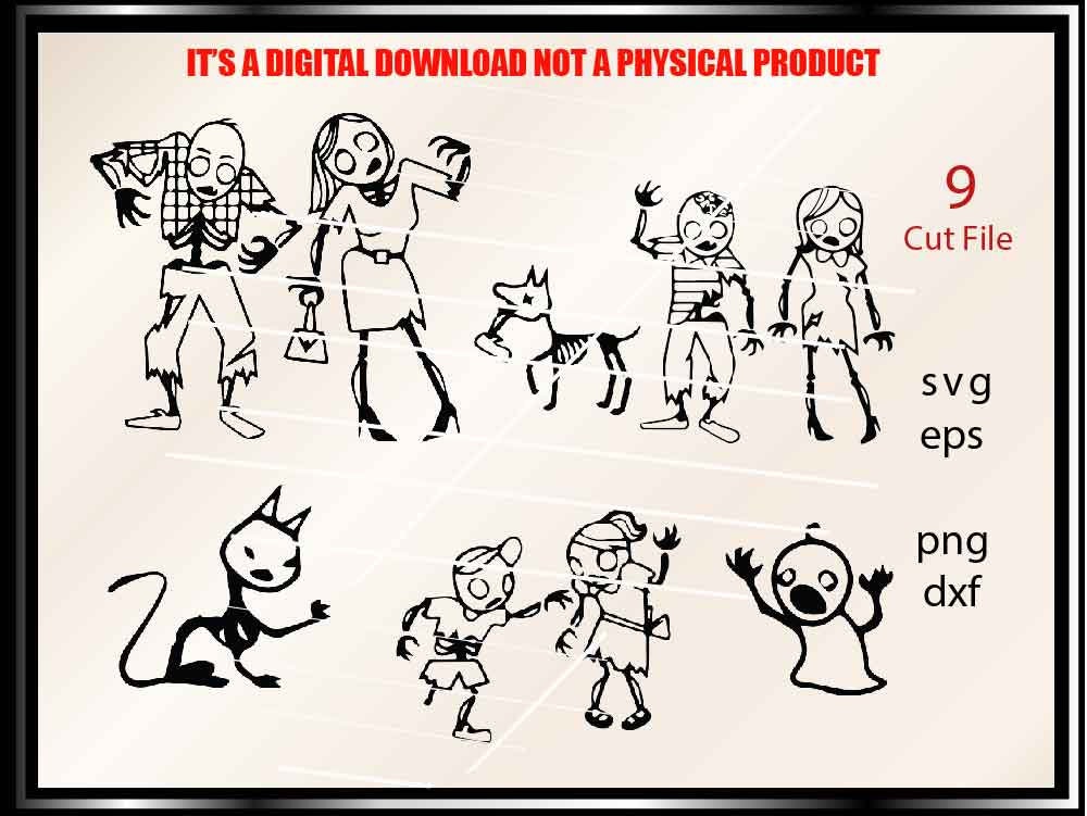 Zombie Stick Figure Family Of 5