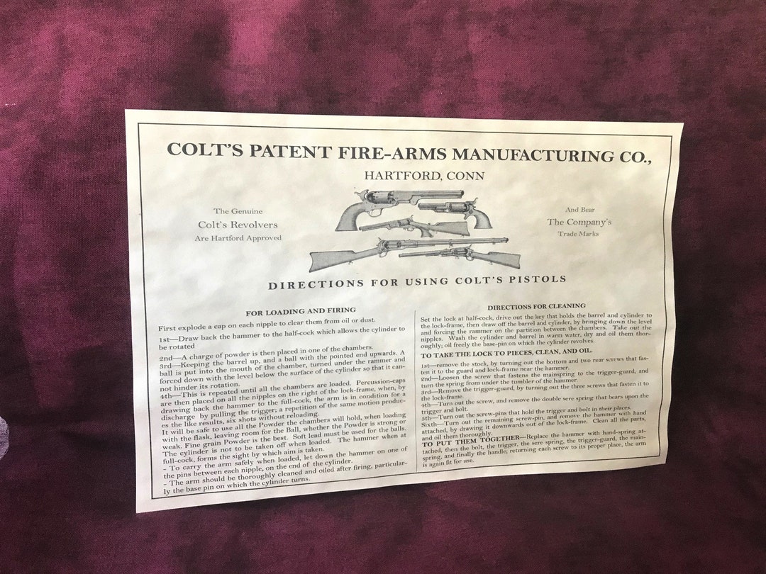 Colt Label With Loading Directions 6 X 9 - Etsy