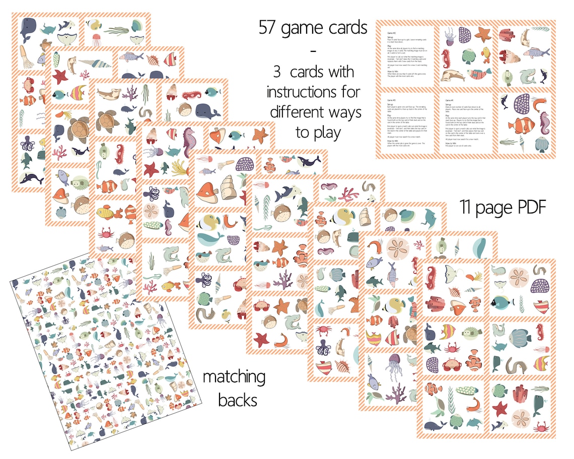 Ocean Printable Matching Game, Under the Sea Busy Bag PDF, Preschool ...