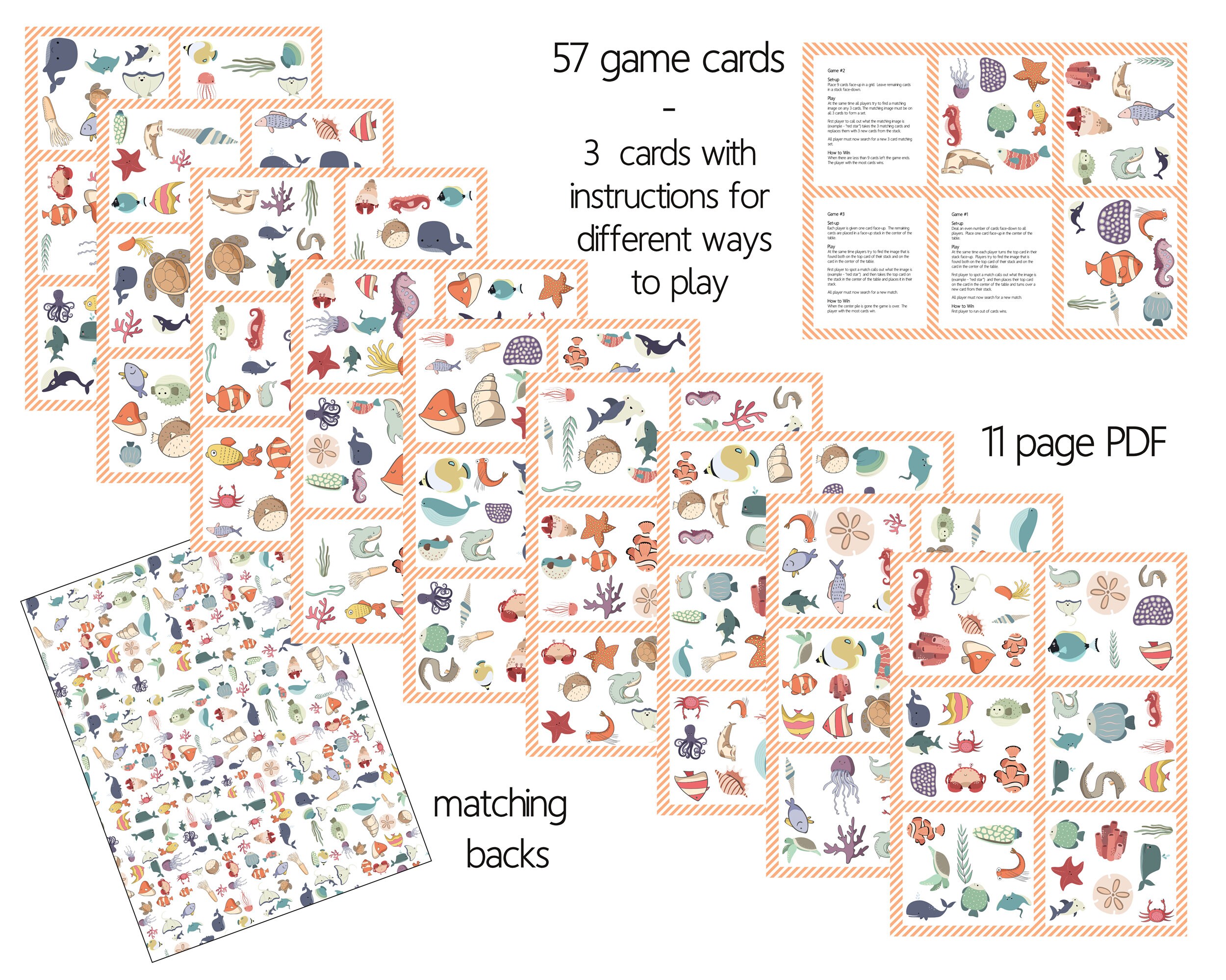 Ocean Printable Matching Game, Under the Sea Busy Bag PDF, Preschool ...